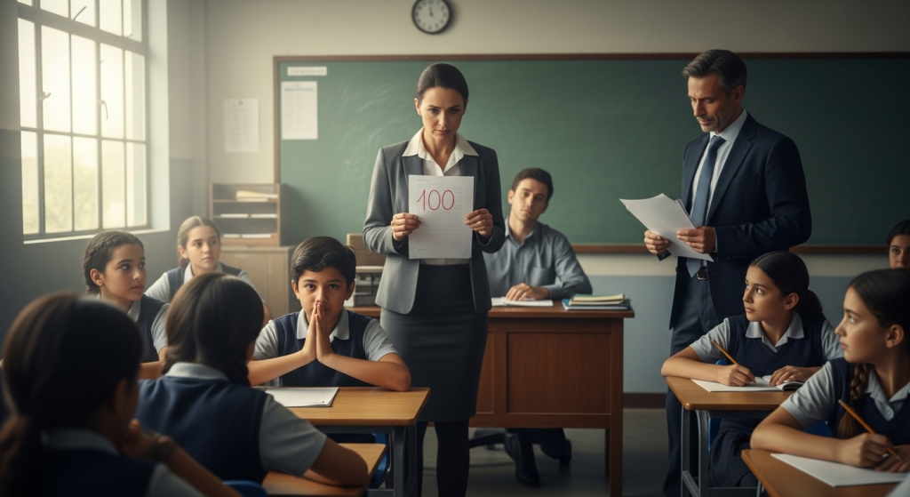 The Teacher Held Up His Perfect Score In Front Of The Whole Class And ...